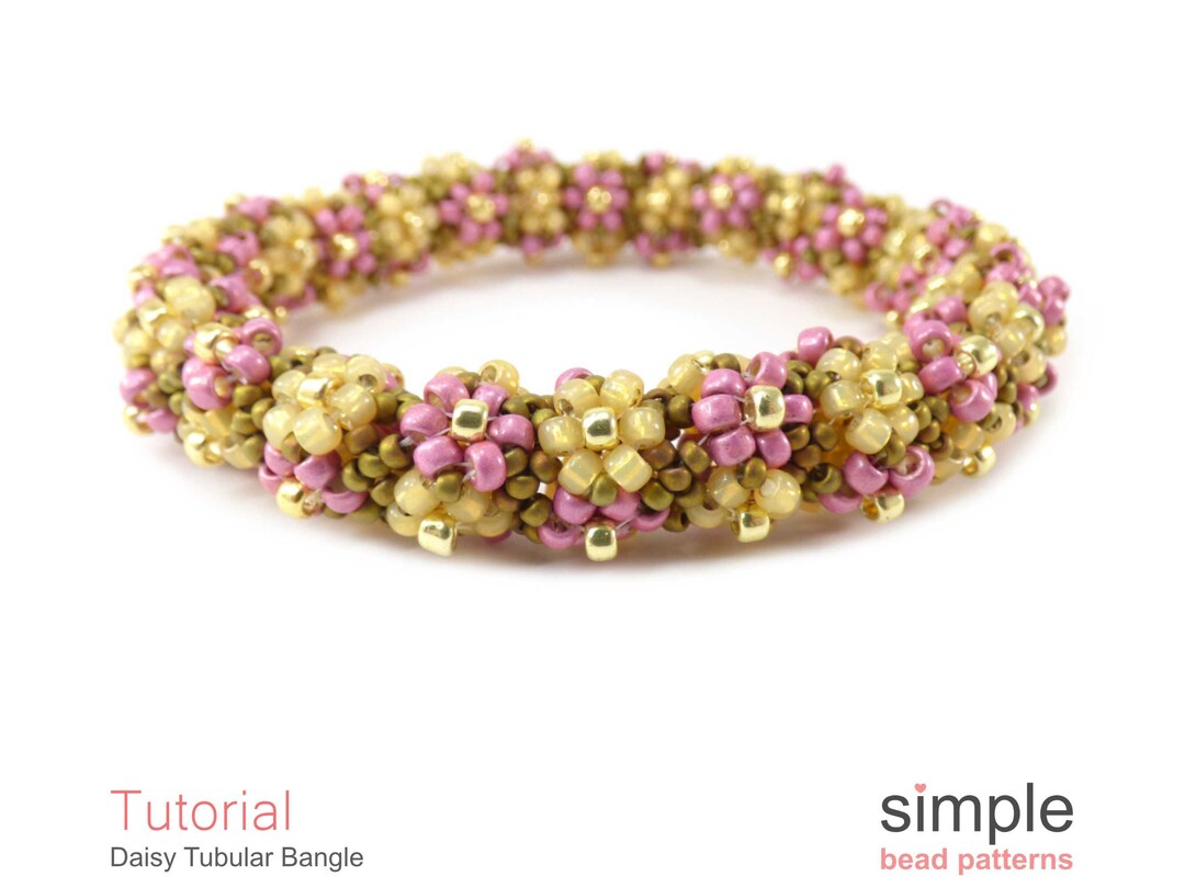 Daisy Chain Beaded Bracelet Tutorial, Daisy Stitch Beaded Bangle ...