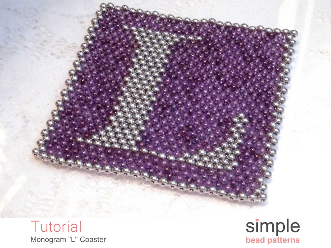 Beaded Monogram Coaster, Letter L Beaded Coaster Pattern, Peyote Stitch ...