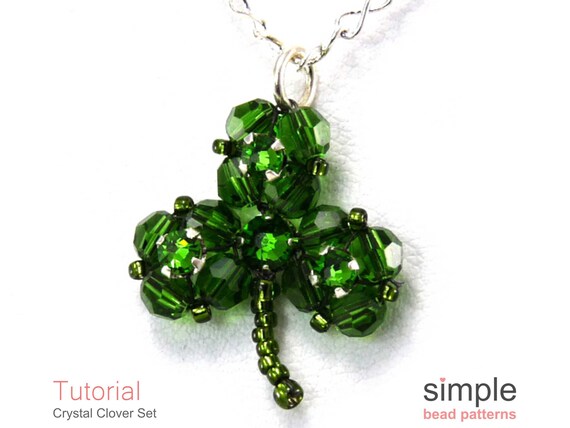 Beaded Shamrock Earrings & Necklace Beading Patterns Beaded | Etsy