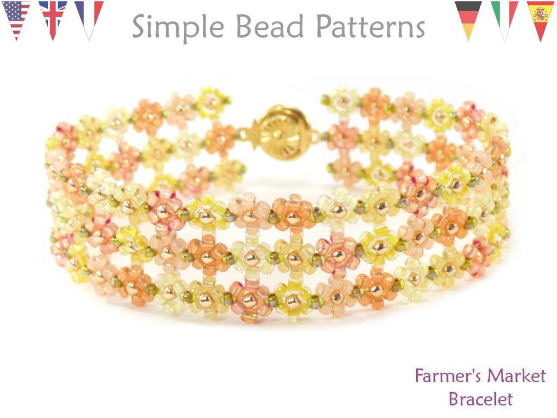 Daisy Chain Tutorial Wide Beaded Bracelet Beading Pattern - Etsy