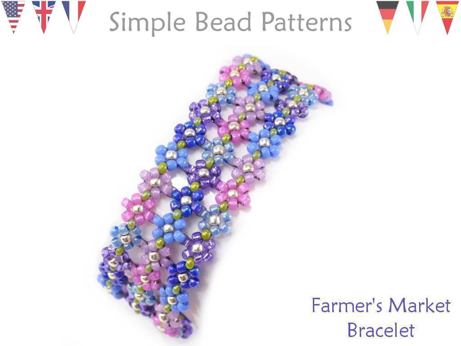 Daisy Chain Tutorial Wide Beaded Bracelet Beading Pattern - Etsy