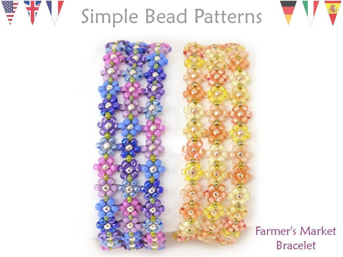 Daisy Chain Tutorial Wide Beaded Bracelet Beading Pattern - Etsy