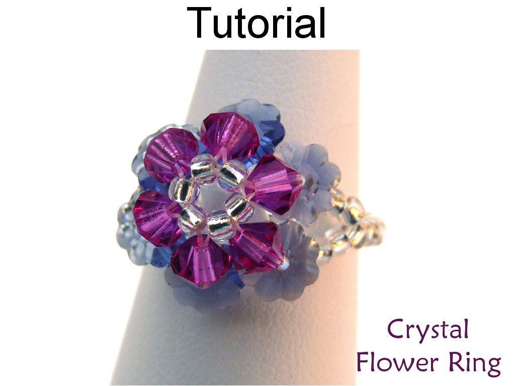 Swarovski Crystal Flower Ring Beading Tutorial Beaded Ring | Etsy