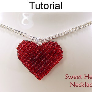 Beaded Heart Beading Pattern Heart Pendant Necklace Tutorial | Etsy