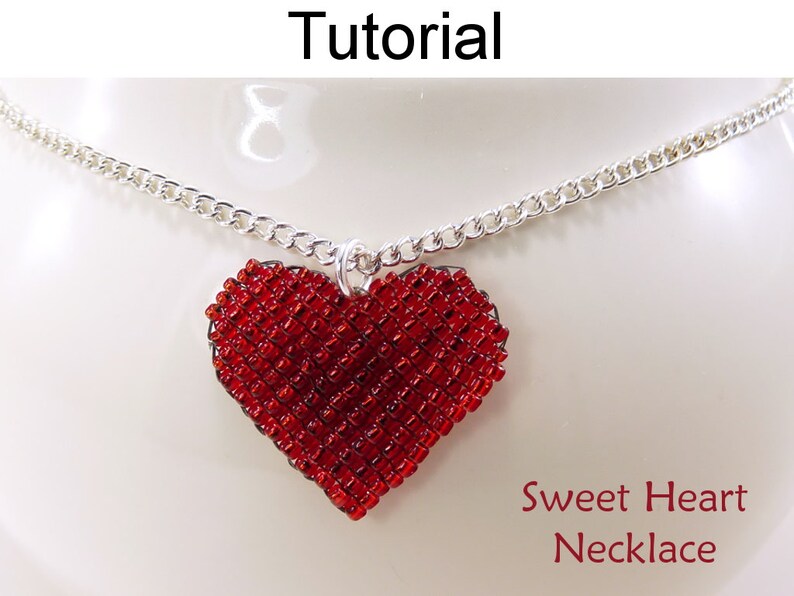 Beaded Heart Beading Pattern Heart Pendant Necklace Tutorial | Etsy