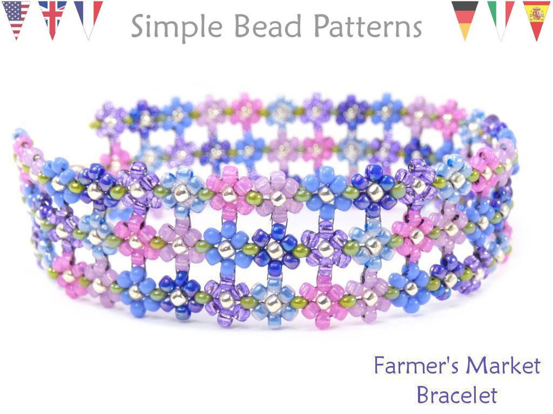 Daisy Chain Tutorial Wide Beaded Bracelet Beading Pattern - Etsy