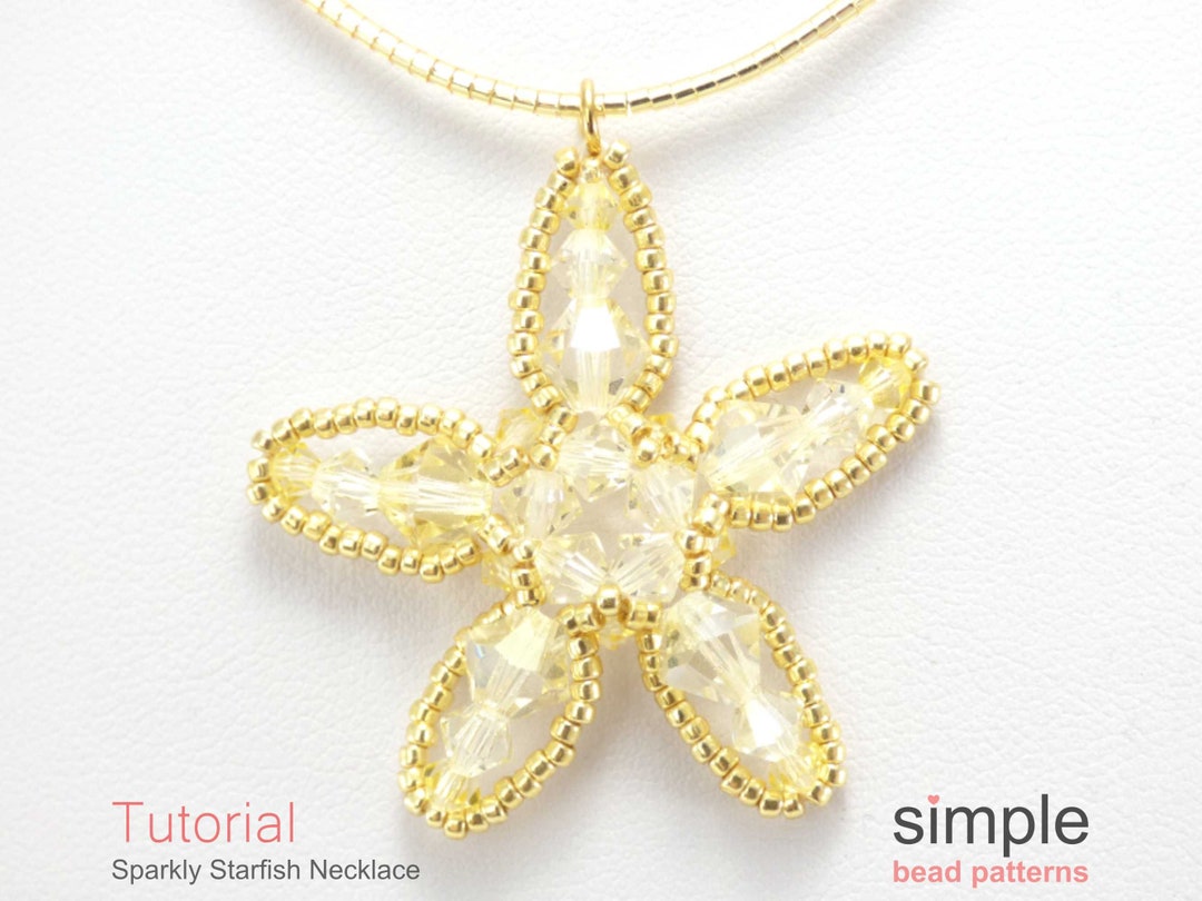 Beaded Starfish Necklace Beading Pattern, Crystal Starfish Pendant Necklace Bead Pattern, Ocean ...