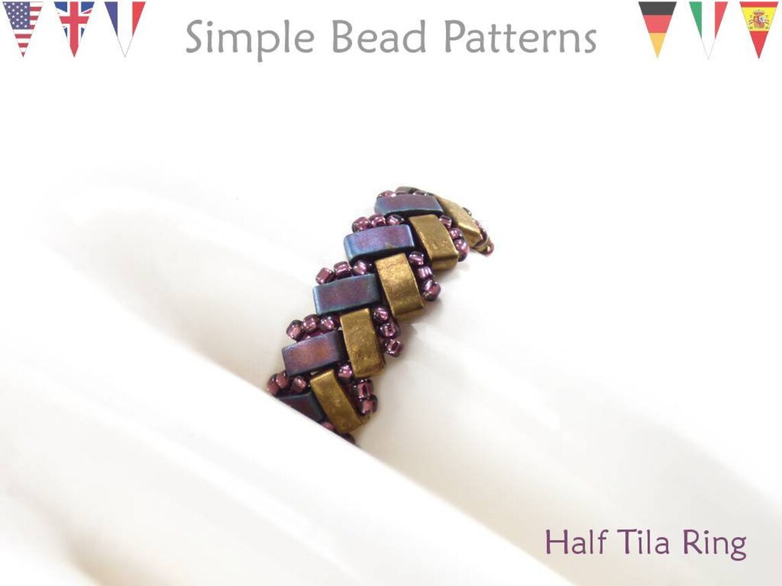 DIY Beaded Rings Pattern Half Tila Beading Tutorials and | Etsy