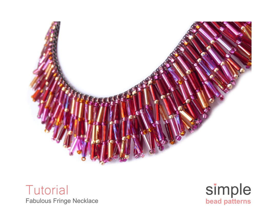 Necklace Beading Pattern, Beaded Fringe Necklace Jewelry Making Pattern ...