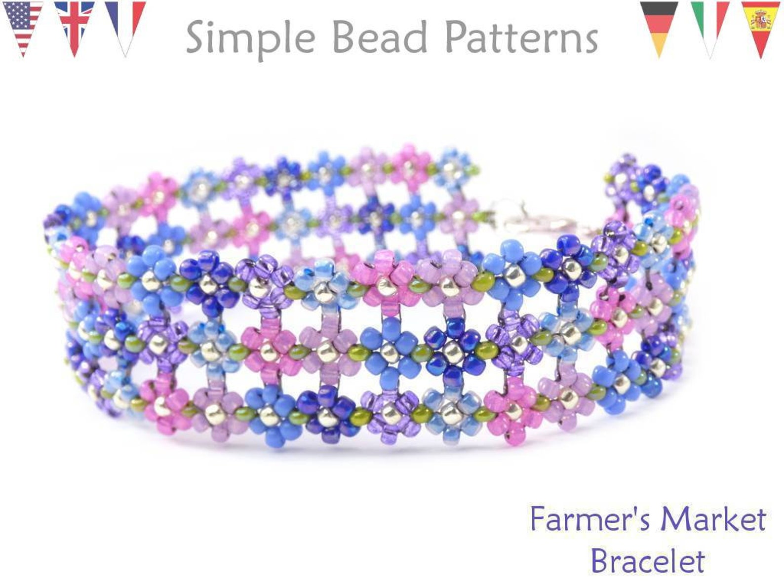 Daisy Chain Tutorial Wide Beaded Bracelet Beading Pattern - Etsy