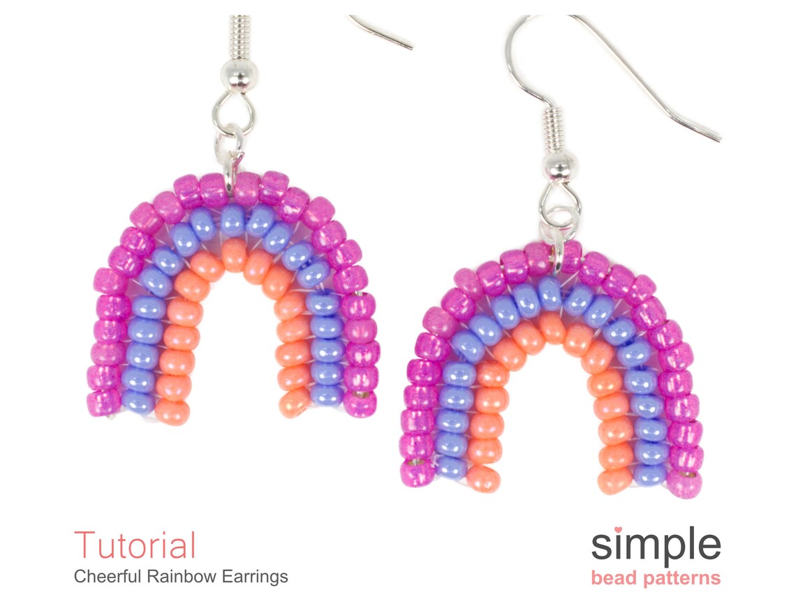 Beaded Rainbow Earrings Pattern Beadweaving Tutorial Seed | Etsy