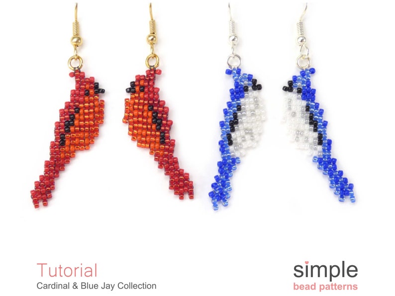 Beaded Birds Pattern Beaded Bird Earrings Beaded Cardinal - Etsy