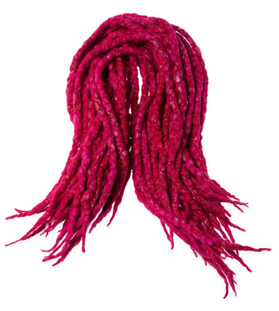 Wool Dreadlocks Pink Red and Silk Wrapped Custom Wool Dreads- Double ...