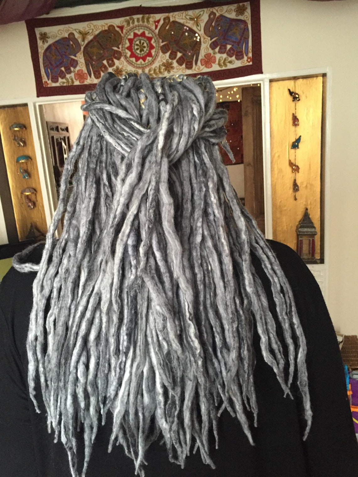 Wool Dreadlocks Grey Black Blend Custom Wool Dreads Double | Etsy