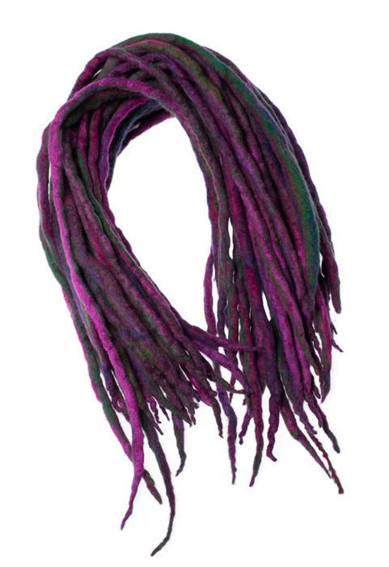 Wool Dreadlocks Purple Green Forest Custom Wool Dreads- Double Ended ...