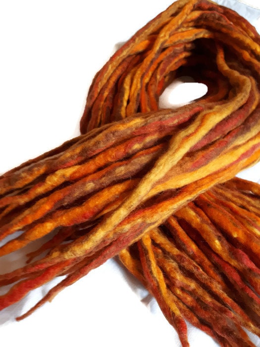 Wool Dreadlocks Orange Fire Blended Custom Wool Dreads- Double Ended ...