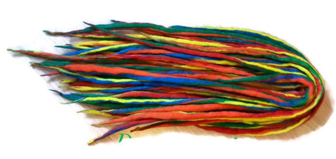 Wool Dreadlocks Rainbow Bright Blend Custom Wool Dreads- Double Ended ...