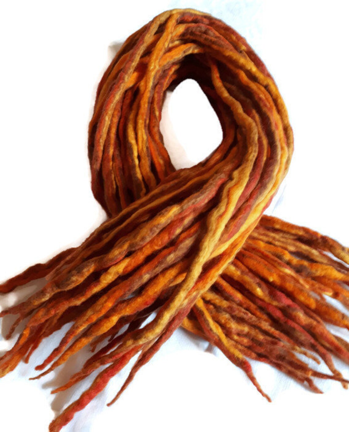 Wool Dreadlocks Orange Fire Blended Custom Wool Dreads- Double Ended ...