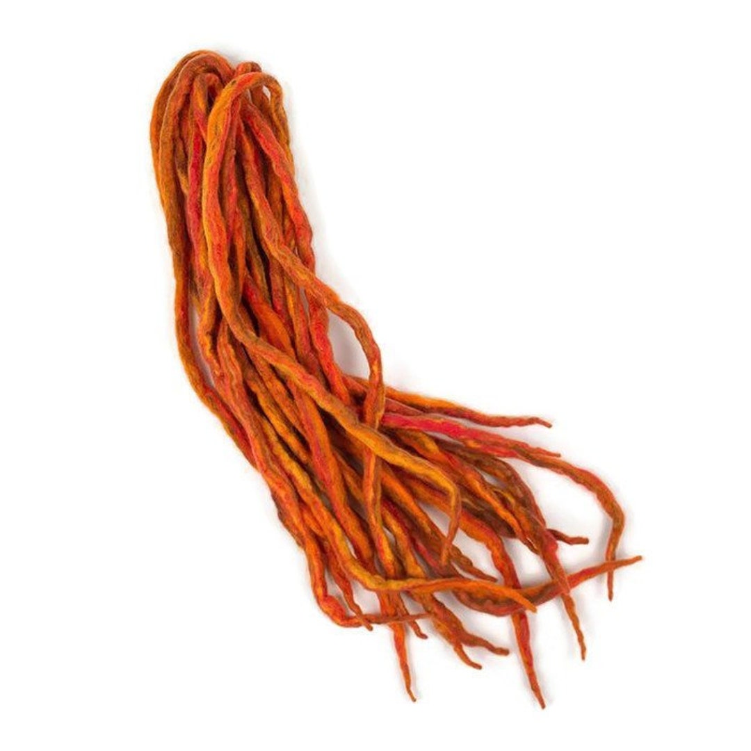 Wool Dreadlocks Orange Fire Blended Custom Wool Dreads Double - Etsy