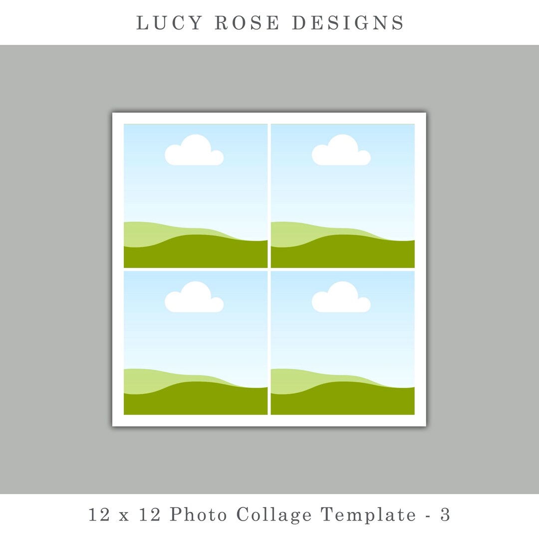 12x12 Photo Collage Template: 4 Photos Canva Layout (digital Download ...