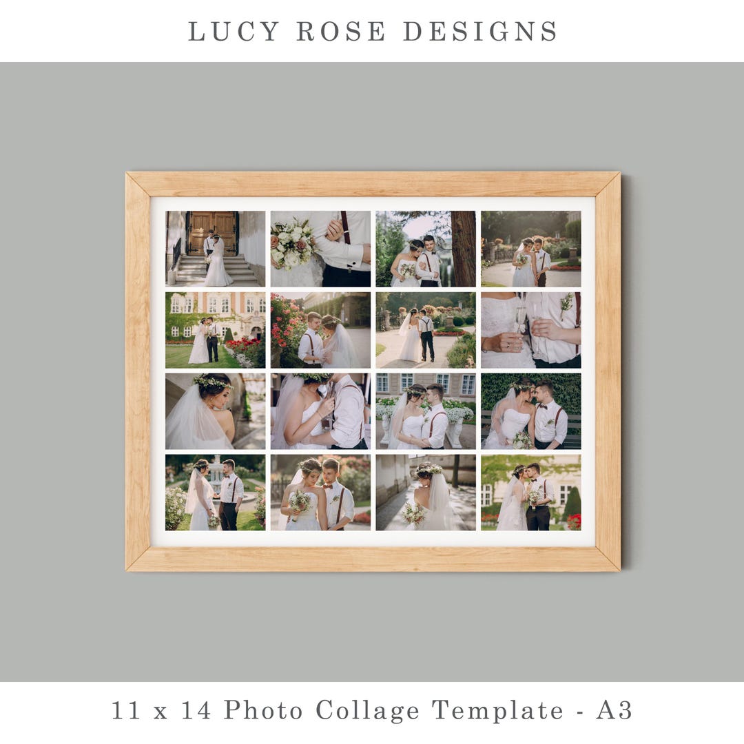 16 Photo Grid Template: 11x14 Photo Collage (canva Digital Download) - Etsy