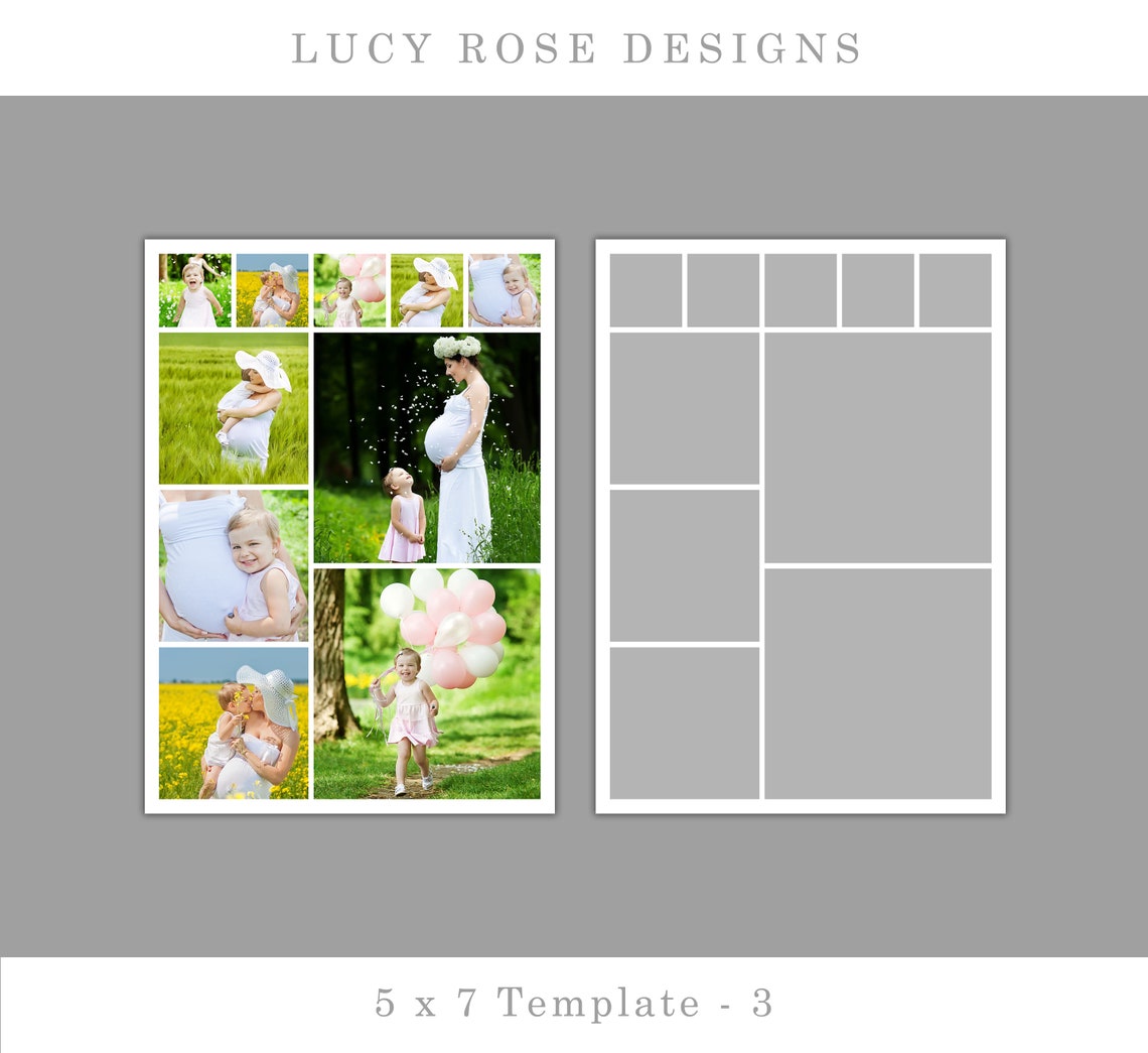 5 X 7 Digital, Photoshop, Photo Collage, Template - Etsy