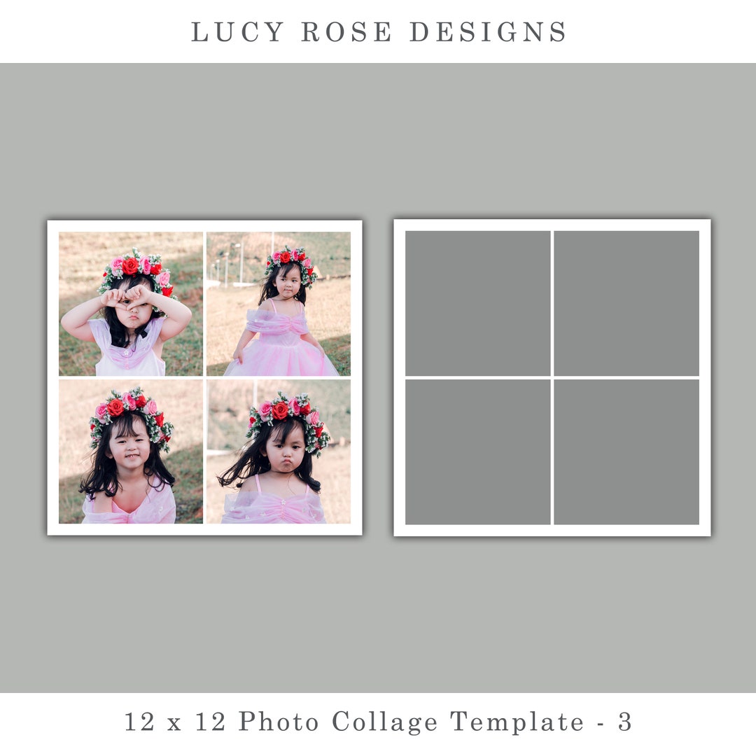 12 X 12 Photo Collage, Wall Art, Photoshop Template - Etsy