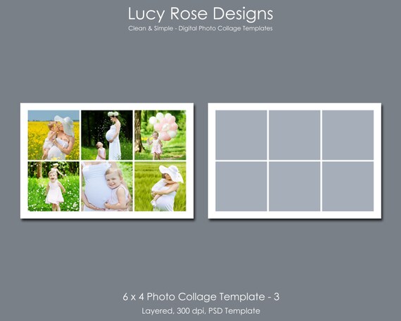 Items similar to 6 x 4 Photo Collage Template - 3 on Etsy