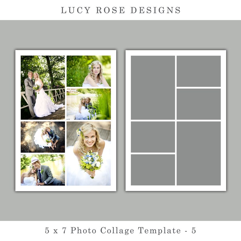 5 X 7 Photo Collage, Wall Art, Photoshop Template - Etsy