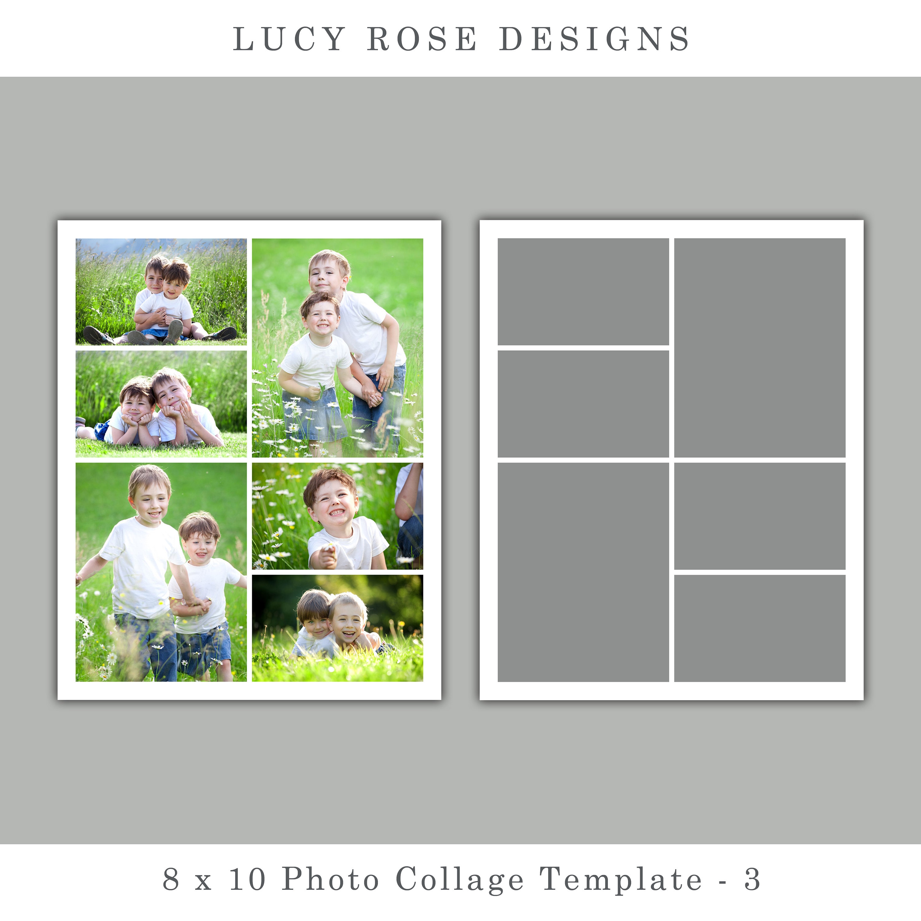 8 X 10 Photo Collage, Wall Art, Photoshop Template - Etsy