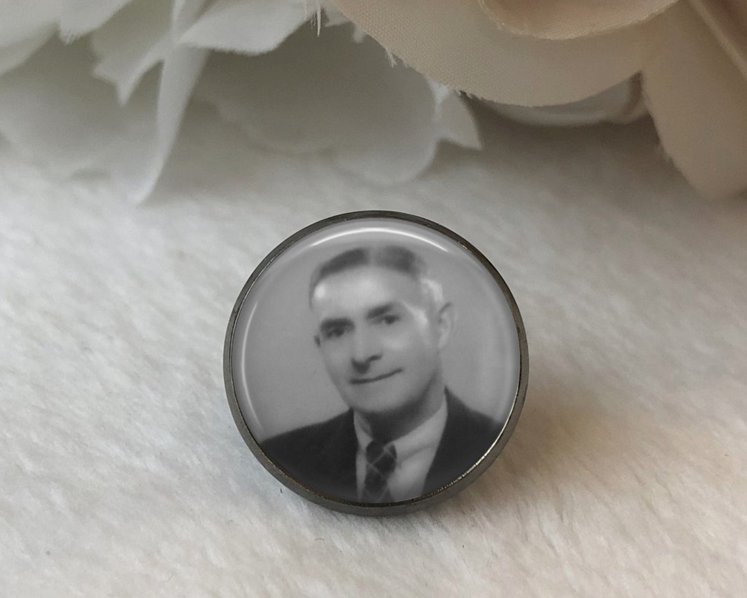 Photo Lapel Pin, Men's Tie Pin, Lapel Brooch Pin, Memorial Pin, Wedding ...