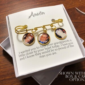 Groom Memory Pin, Gold Boutonniere Charm, Bridal Bouquet Charm, Custom ...
