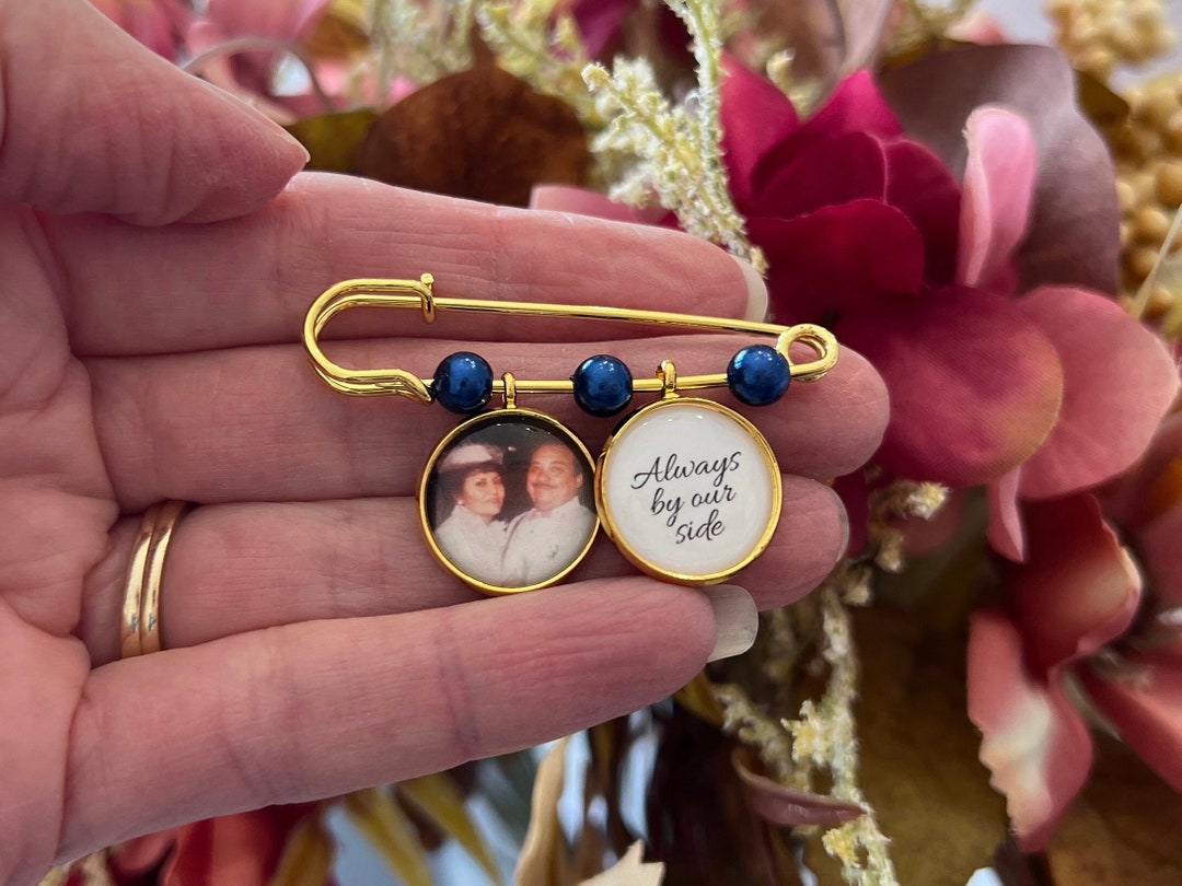 Groom Memory Pin, Boutonniere Charm, Bridal Bouquet Charm, Custom Photo ...