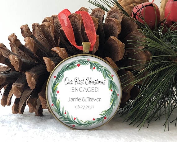 Personalized First Christmas Engaged Ornament, Engagement Gift, 1st ...