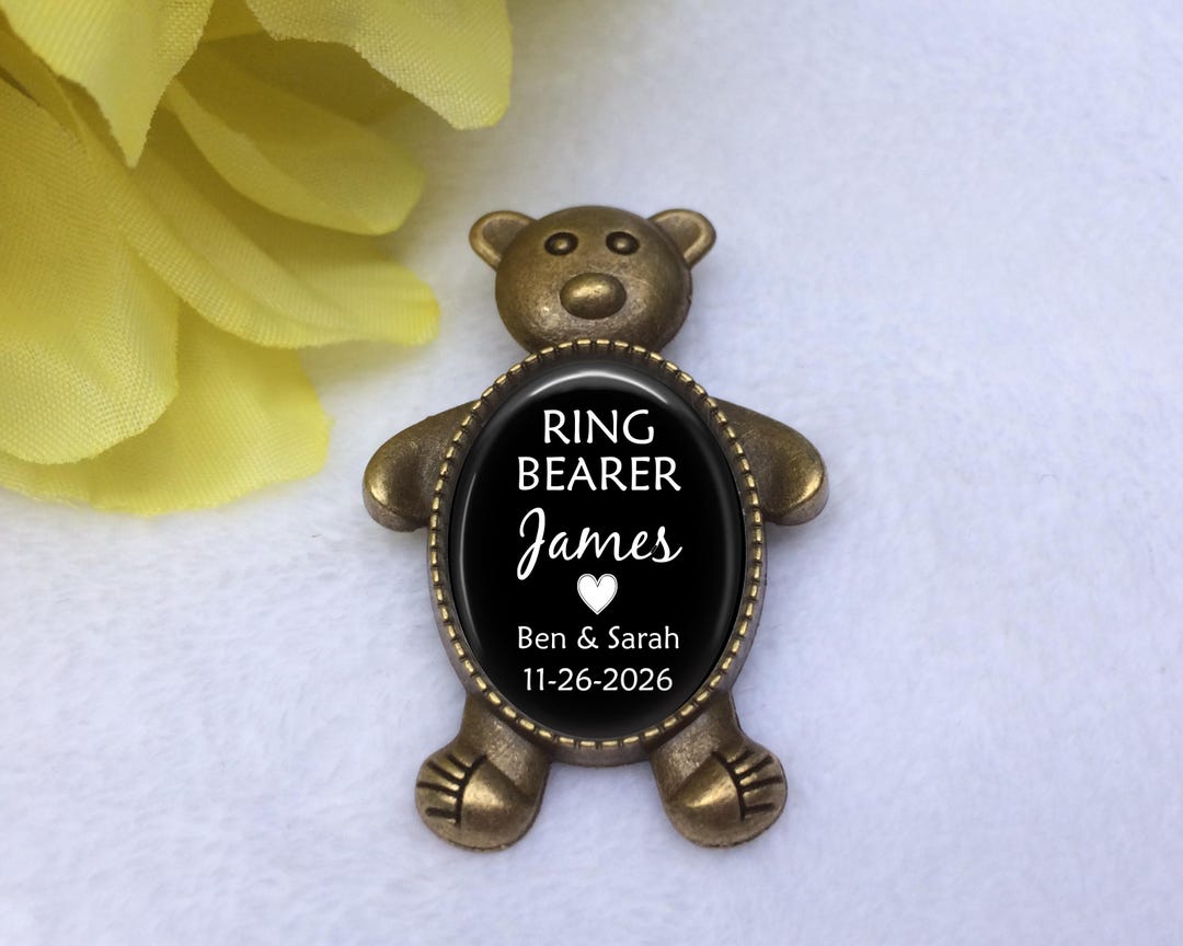 Personalized Ring Bearer Gift Pin With Teddy Bear Design - Page Boy ...