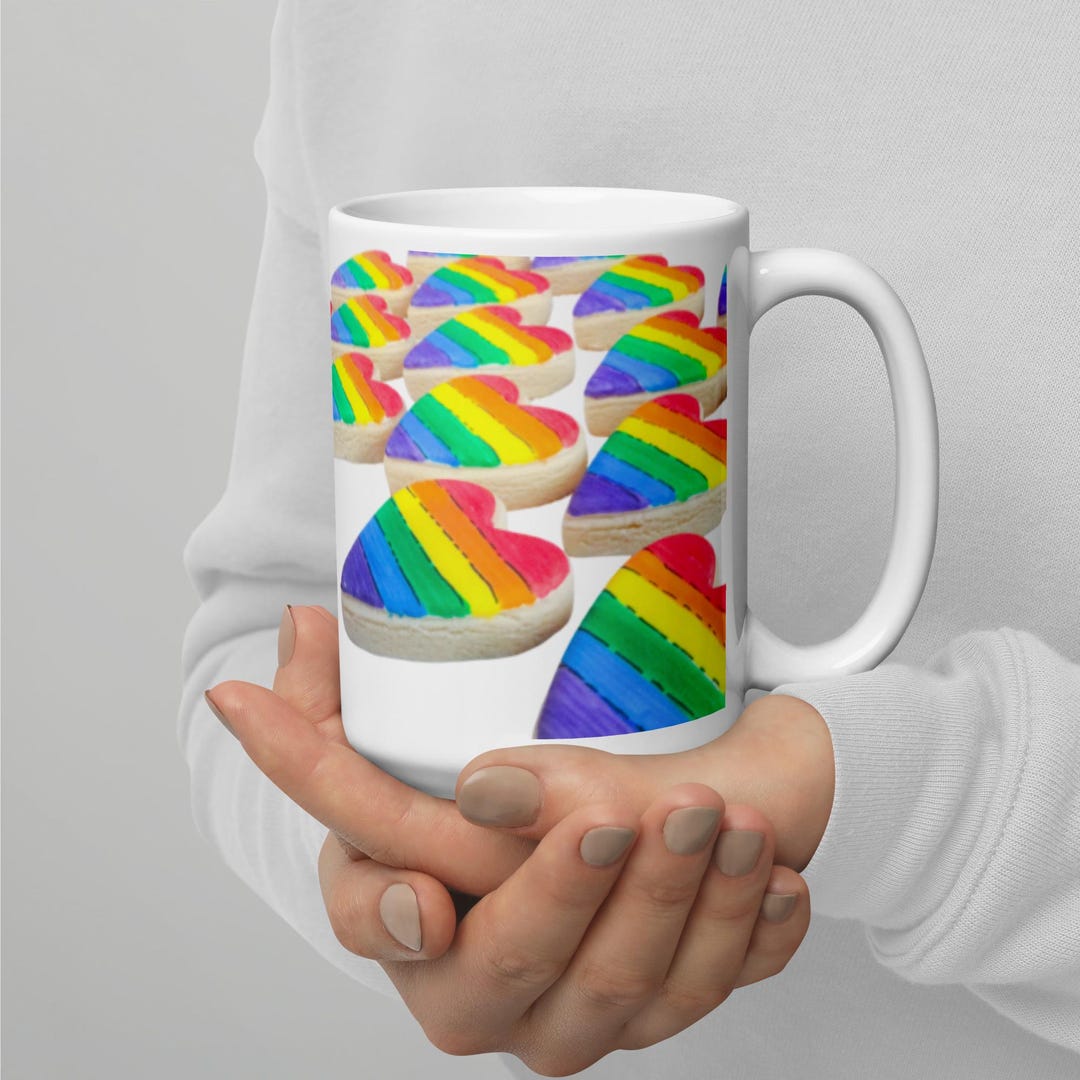 Rainbow Pride Heart Cookie 15 Oz Mug - Etsy