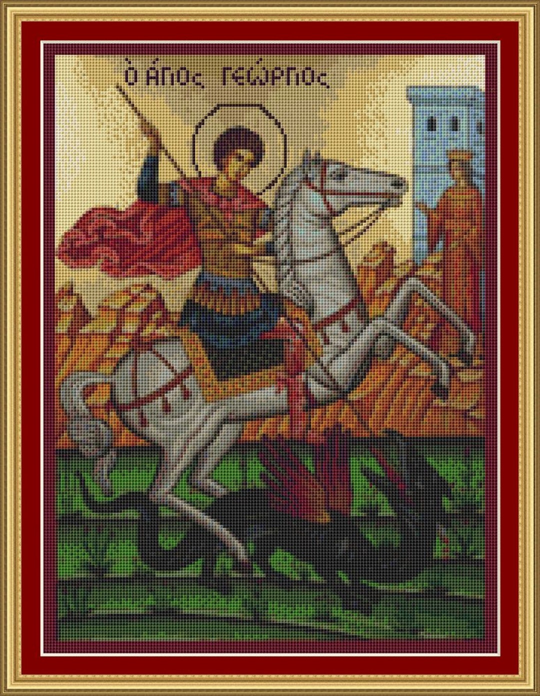 St George and the Dragon is an 14 Count Cross Stitch PDF Pattern ...