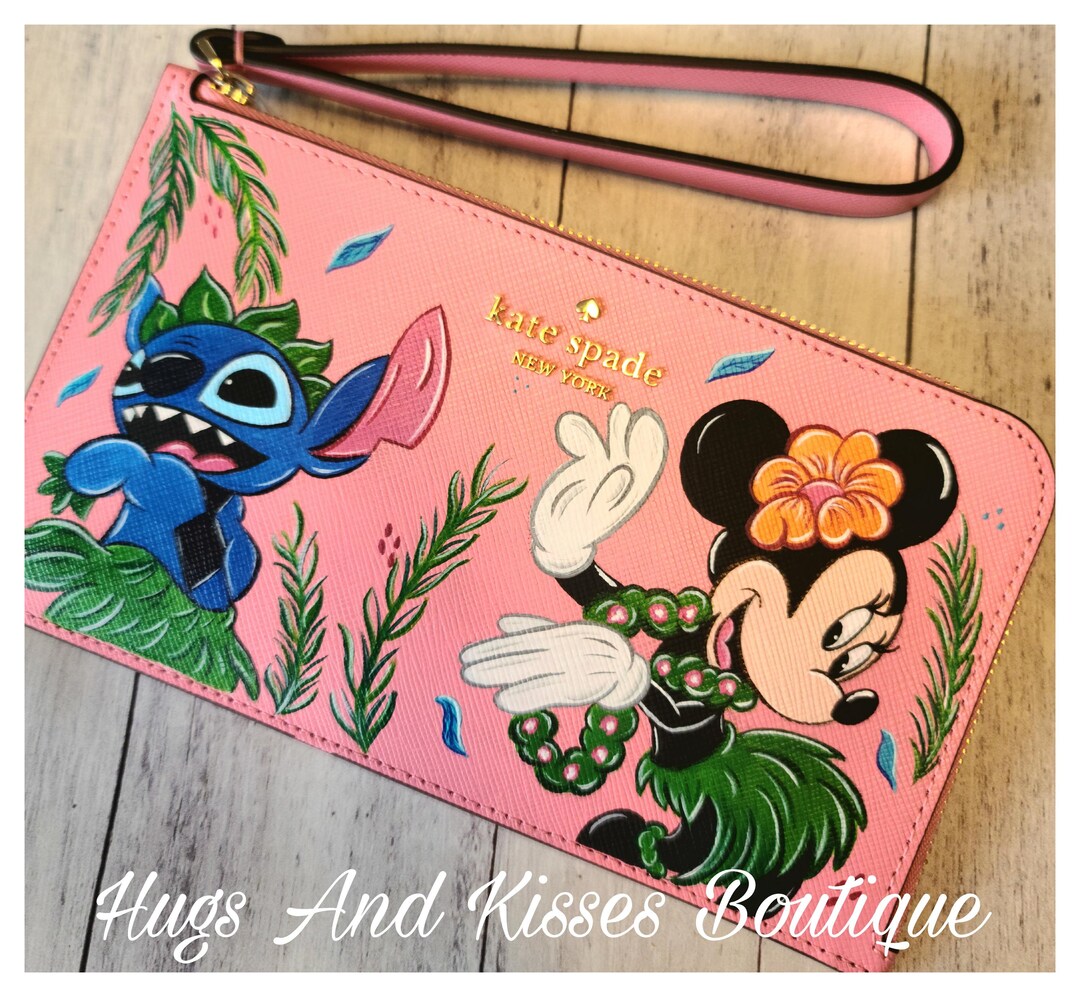 Aloha Minnie and Stitch Handpainted Wristlet by Hugs and Kisses ...