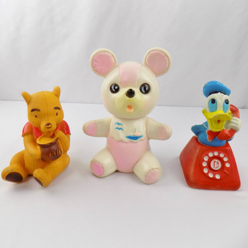 Vintage Rubber Squeek Toys Donald Duck Winnie the Pooh Teddy - Etsy