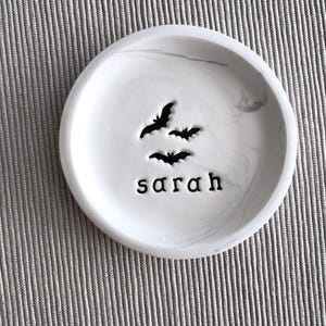 Personalized Goth Ring Dish, Gothic Wedding Jewelry Dish, Black Bat ...