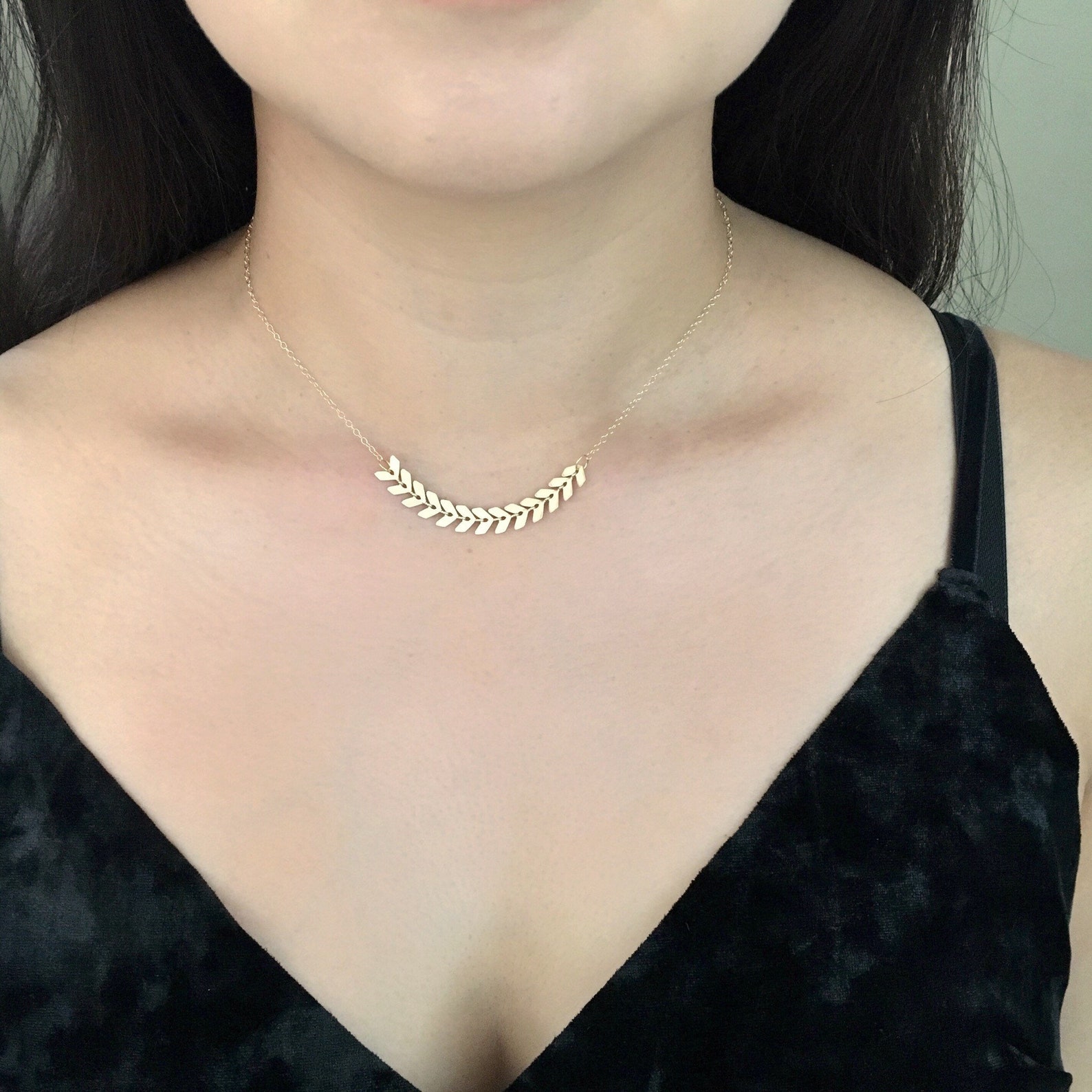 Chevron Necklace, Fishbone Necklace, Bar Necklace, Bar Necklace, Simple ...