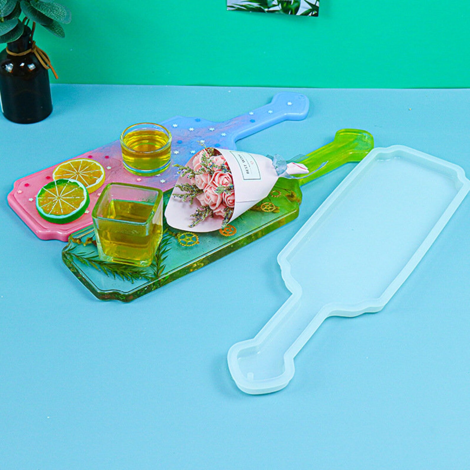 Epoxy Resin Molds Art Craft Moulds DIY Paddle Tray Coaster Mould ...