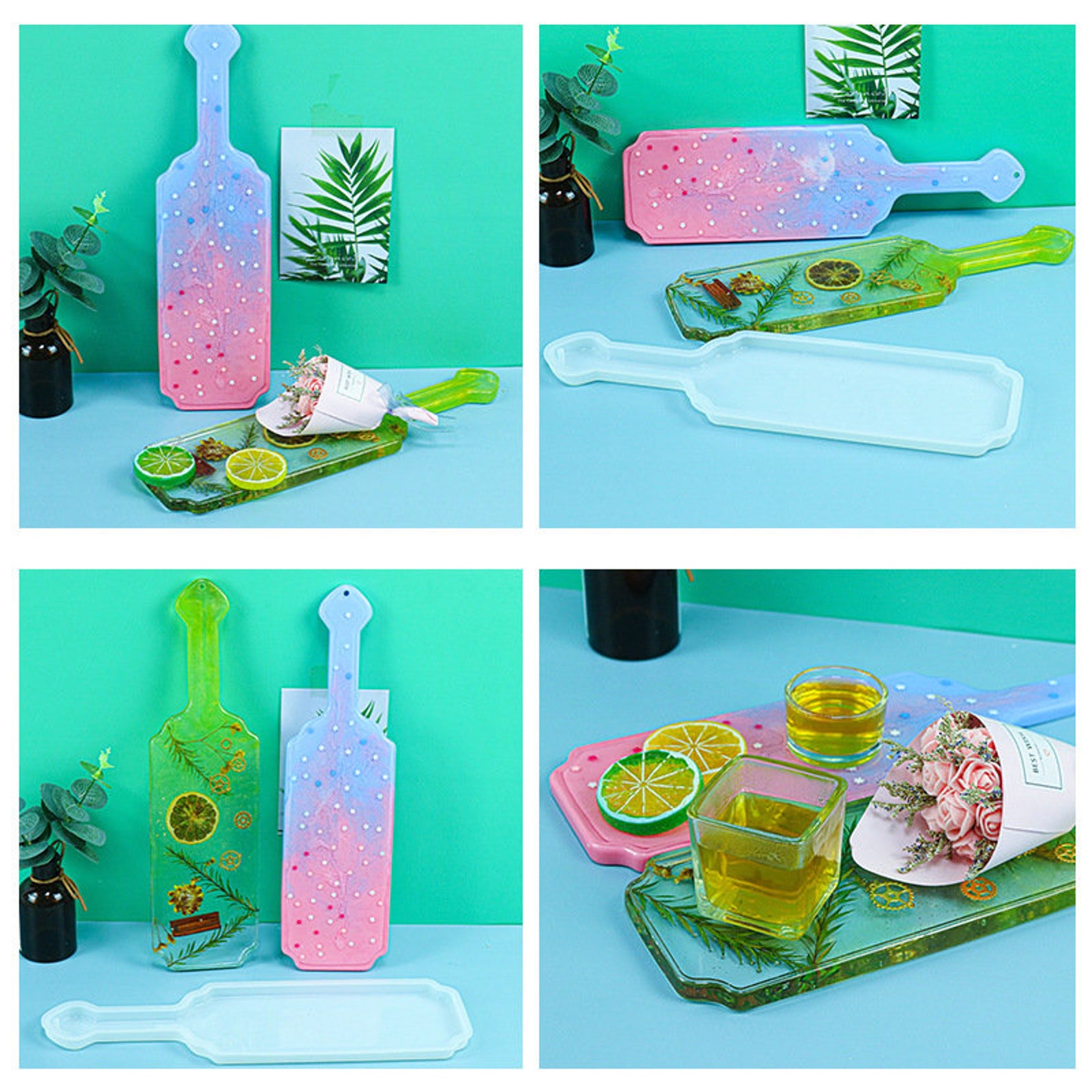 Epoxy Resin Molds Art Craft Moulds DIY Paddle Tray Coaster Mould ...