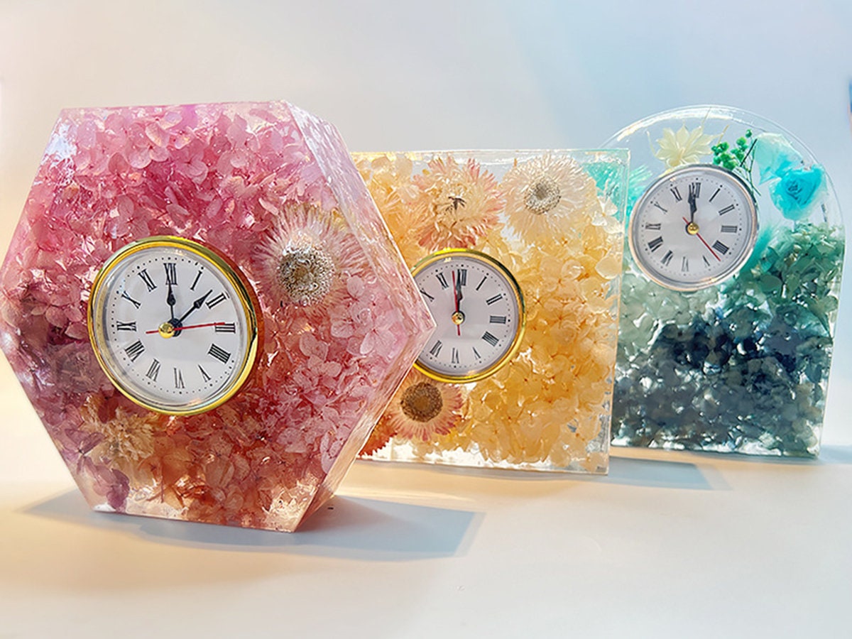 Epoxy Resin Art Diy Handmade Clock Mould Epoxy Dried Flower Specimen ...