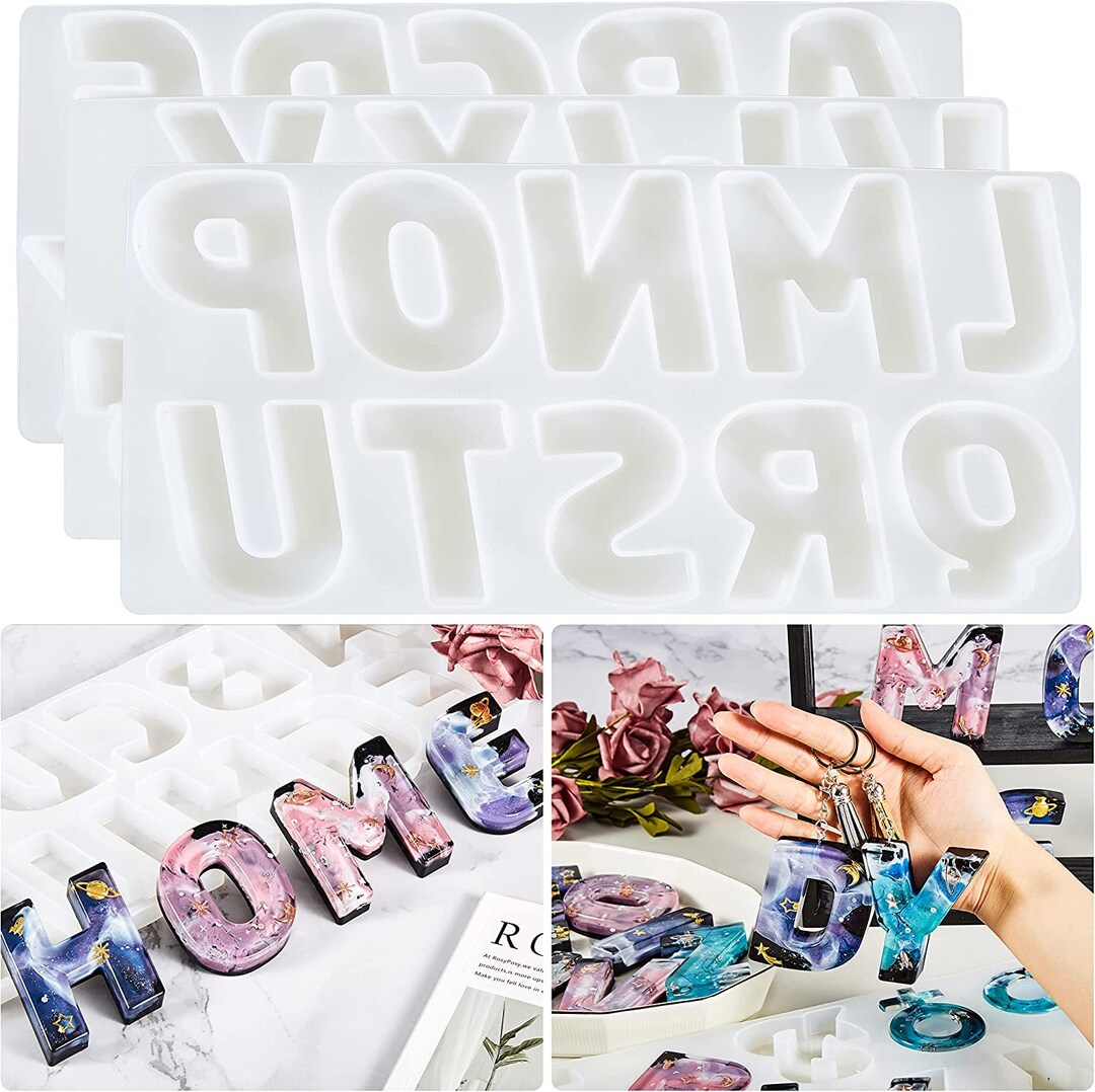 3pcs Large Letter Resin Molds, DIY Molds Epoxy Art 3 Inches Molds Cake ...