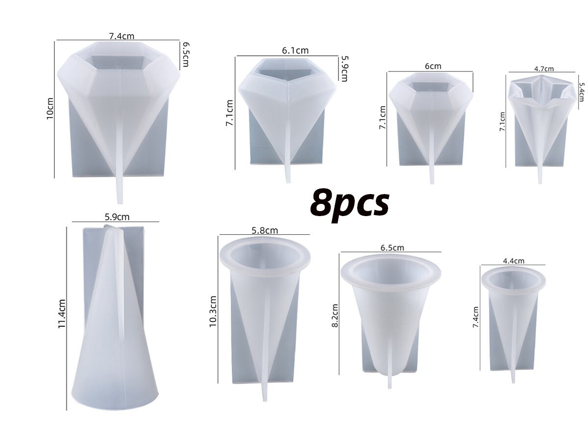 8 Pcs Ring Holder Epoxy Resin Art DIY Flower Specimen Night Light Cone ...