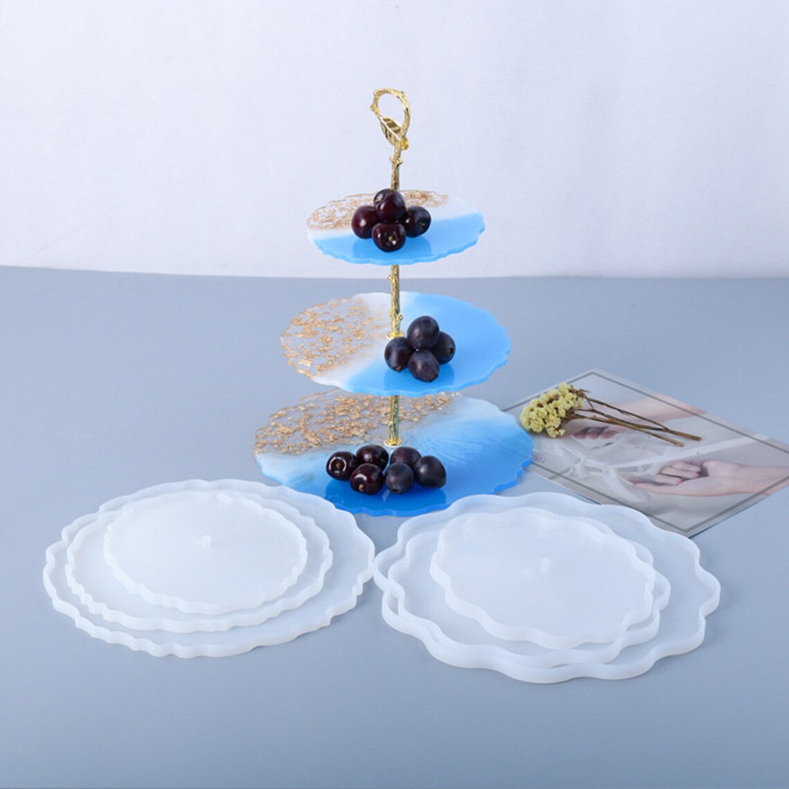 3 Tier Cake Stand DIY Epoxy Resin Mold, Handmade Cupcake Holder ...