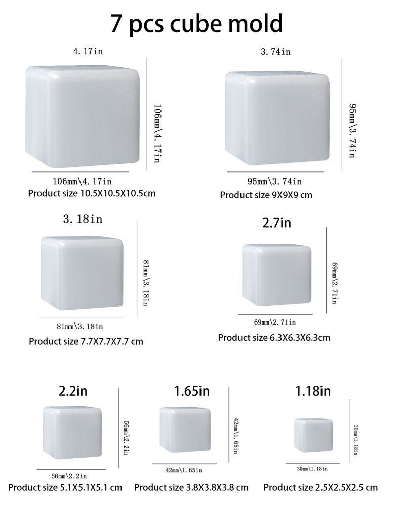 7 Pcs DIY Cube Resin Mold Set, Specimen, Candle & Jewelry Making - Etsy