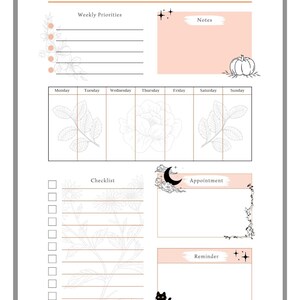 Cute Witchy Fall Digital Weekly Planner Undated, PDF Download ...