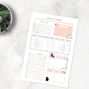 Cute Witchy Fall Digital Weekly Planner Undated, PDF Download ...